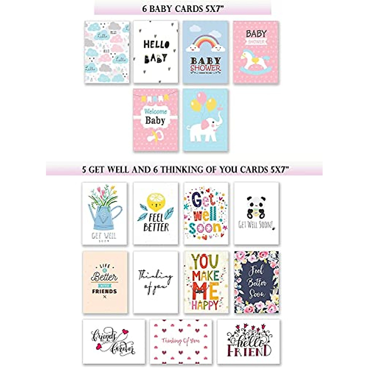 100 All Occasion Cards Assortment Box with Envelopes and Stickers - Large 5x7 Inch Bulk Greeting Cards and Blank Notes, 100 Unique Designs in a Sturdy Card Organizer Box