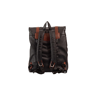 McKleinUSA Element Pebble Grain Calfskin Leather 17" Leather Two-Tone Flap-Over Laptop & Tablet Backpack Black (18472)