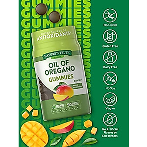 Nature's Truth Oil of Oregano Gummies | Vegan, Gluten Free & Non-GMO Supplement | Natural Mango Flavor | 50 Count