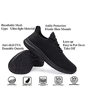 BXYJDJ Womens Walking Shoes Breathe Mesh Fashion Sneakers Ultra Light Jogging Slip On Athletic Running Workout Casual Sports Shoes for Travel Work AllBlack 8.5