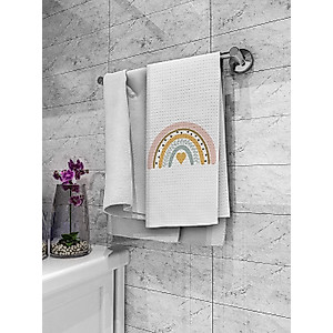 Dibor Boho Rainbow Heart Kitchen Towels Dish Towels Dishcloth,Boho Nature Landscape Decorative Absorbent Drying Cloth Hand Towels Tea Towels for Bathroom Kitchen,Boho Lovers Girls Women Gifts