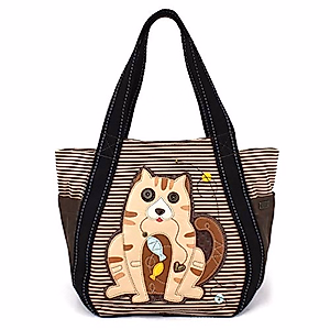 Chala Handbags Cat with Fish Gen II Carryall Zip Tote Cat Lover