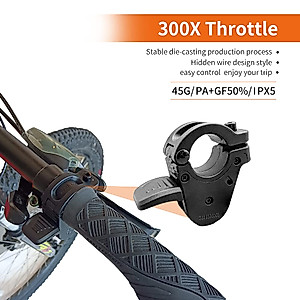 HUDAMZKY Ebike Thumb Throttle WUXING 300X Right/Left Hand Quick Disassembly Throttle for 24V 36V 48V 60V 72V Electric Bicycle Accelerator (300X Waterproof Plug)