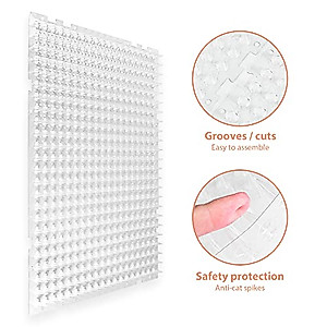 yalanle 10 Pieces Cat Repellent Indoor/Outdoor Mat Pet Deterrent Scat Mats with 20 Cable Ties, 40pcs Tape, Spike Deterrent Training Pet Mat for Pets Supplies ,16 x 13 Inch