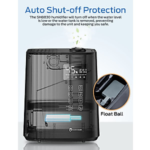 Elechomes SH8830 Humidifier, 6.5L(1.72Gal) Top Fill Warm and Cool Mist Humidifiers for Bedroom with Remote Control, 700 ml/h Max, Auto & Sleep Mode, 360° Nozzle, Auto Shut-Off