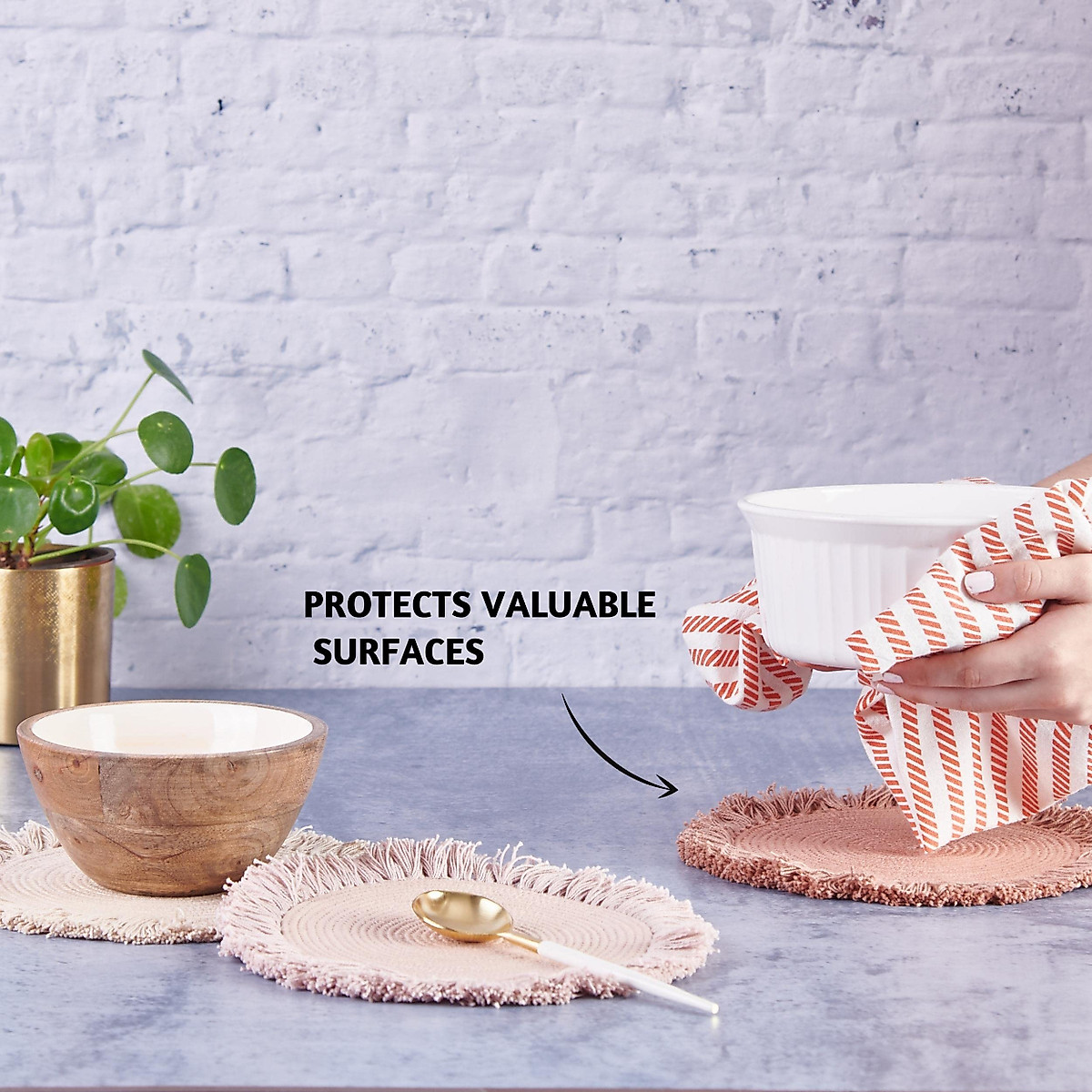 Folkulture Spoon Rest for Kitchen Counter, Spoon Holder for Stove Top or Countertop, Pot Holders for Kitchen, Hot Pads or Trivets for Hot Dishes Pots and Pans