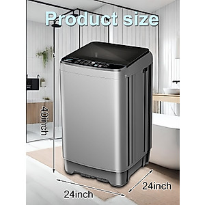 25 lbs Portable Washer Drain Pump, 10 Programs & 8 Water Levels, KRIB BLING Full Automatic Washing Machine with LED Display, Ideal for Camping, Apartment, Dorm, Dark Grey