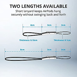 SUPMEGA Lanyard for AirPods Pro 2, Detachable Lanyard Loop with Quick Release Button, Small Finger Strap Compatible with AirPods Pro 2nd Generation Case - 2 Lanyards with Different Lengths