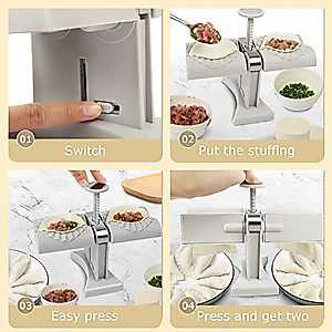 Dumpling Maker, Household Double Head Automatic Dumpling Maker Mould With 2*mini Dumpling Maker/2* Dough Cutter, Kitchen Gadget for Empanada, Pierogi, Pastelitos, Calzone, Turnovers