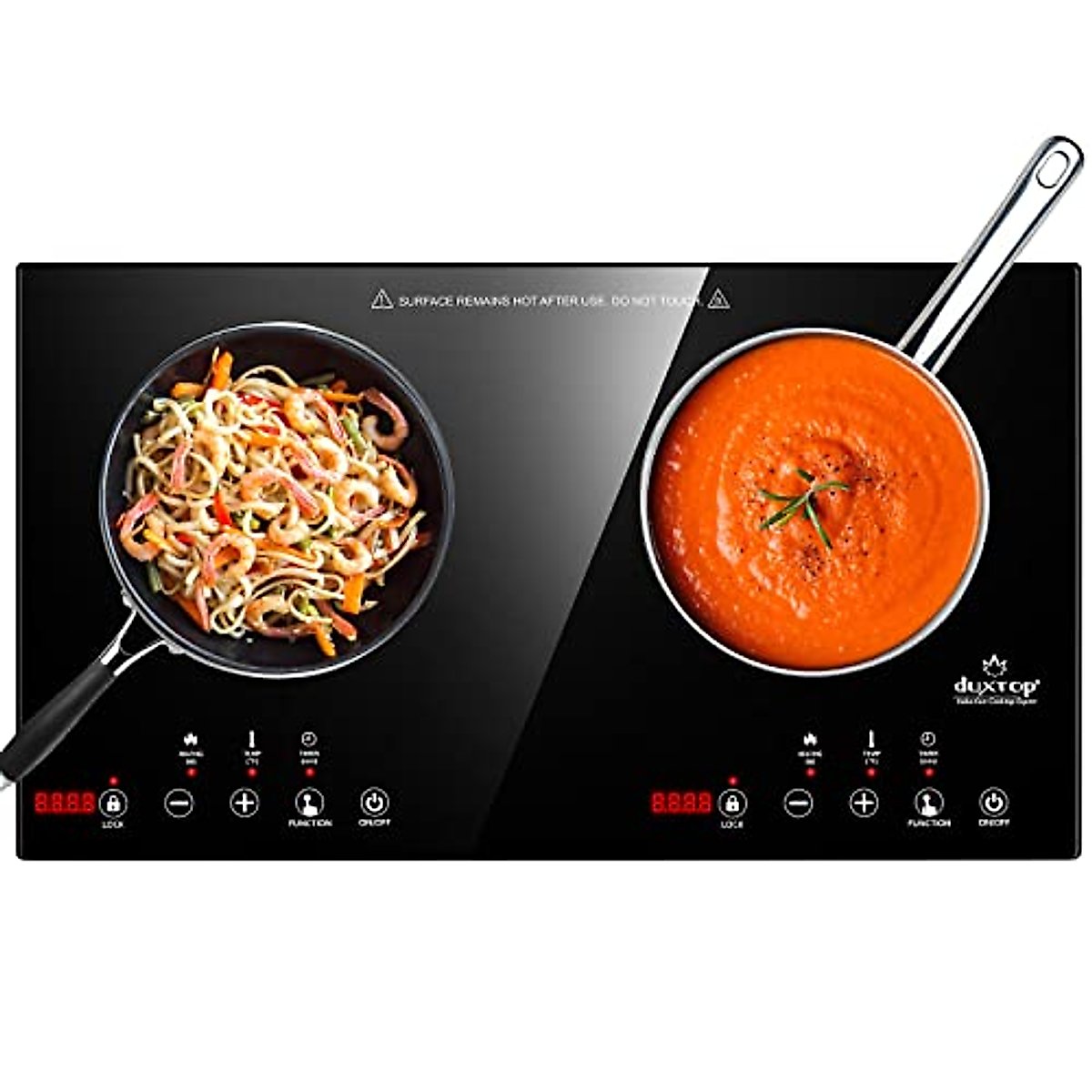 Duxtop Built in Induction Cooktop 2 Burner, 1800W Double Induction Burner with Temperature Control, Sensor Touch Electric Countertop Burner with Timer and Safety Lock, Easy to Clean, BT-K35