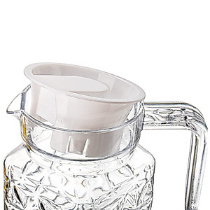 Peohud 2 Pack Acrylic Pitchers, 37oz Clear Plastic Pitcher with Removable Lid, Transparent Juice Jug Water Pitcher for Iced Tea, Sangria, Lemonade, Cold or Hot Beverages, BPA-Free and Shatter-Proof