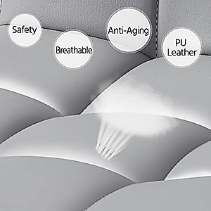 Yaheetech Bar Stools Set of 4, PU Leather Adjustable Barstools, Modern Counter Stools with Back and Footrest, Counter Height Barstools for Bar, Kitchen, Dining Room, Light Gray