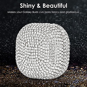 Case for Samsung Galaxy Buds 2 / Buds Live/Buds Pro/Buds 2 Pro, Filoto Cute TPU Earbuds Protective Case Cover with Shiny Disco Ball Keychain Accessories for Women Girls (Glittery Silver)