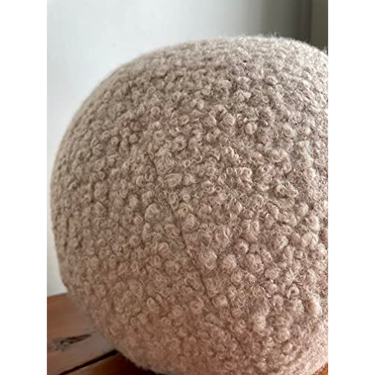 Teddy Ball Pillow, Lamb Fleece Ball Pillow, Sherpa Boucle Sphere Cushion, Round Throw Pillow, Orb Pillow, Accent Pillow (Beige)