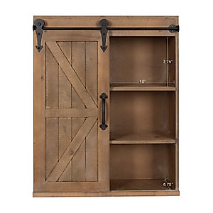 Kate and Laurel Cates Wood Wall Storage Cabinet with Sliding Barn Door, Farmhouse-Style Wall Cabinet, Ideal for Use as a Bathroom Cabinet, Pantry Cabinet, Kitchen Cabinet, Rustic Brown