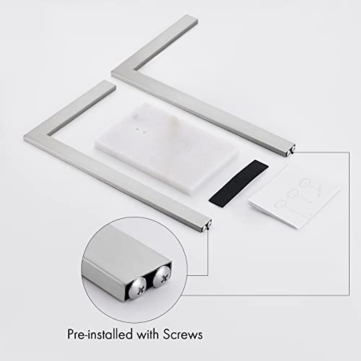 KES Hand Towel Holder Stand for Bathroom Countertop Double-L Hand Towel Rack with Marble Base for Bathroom Vanity Freestanding SUS 304 Stainless Steel Brushed Finish, BTH220B-2