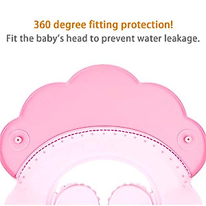 Maveek Baby Bathroom Safety Visor Caps Child Shower Cap，Adjustable Sticker, Comfortable, Soft, Safe, Waterproof & Elastic Ring Hat – for Showers, Bathing, Hair Cut, Pool, Beach, Toddlers (Pink)