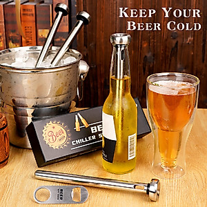 Gifts for Men Dad Husband, 2pc Beer Chiller Sticks with 1 Bottle Opener, Mens Birthday Gifts Idea for Father Brother Adults Who Have Everything, Unique Cool Stuff Gadgets Beer Lover Presents