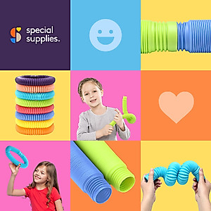 Special Supplies 8-Pack Fun Pull and Stretch Tubes for Kids - Pop, Bend, Build, and Connect Toy, Provide Tactile and Auditory Sensory Play, Colorful, Heavy-Duty Plastic (Huge)
