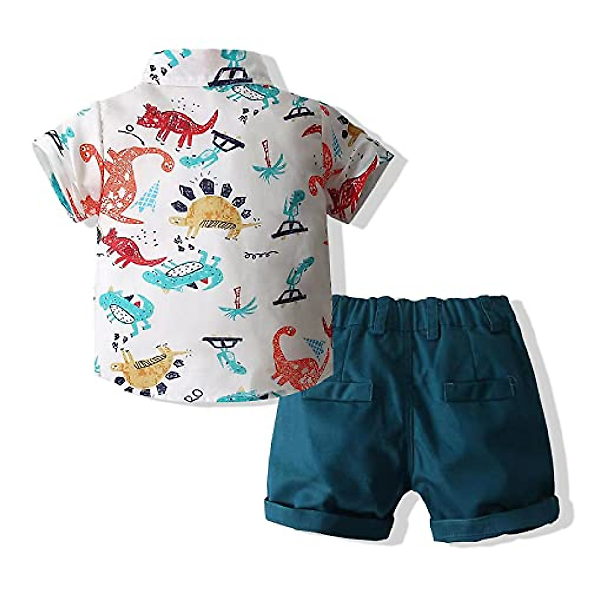 Xiangwu Textitle Toddler Baby Boy Shorts Sets Hawaiian Outfit,Infant Kid Animal Floral Short Sleeve Shirt Top+Shorts Suits Set (Style 8, 2 Years)