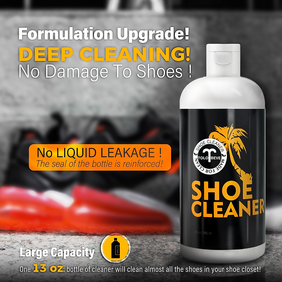 Tolobeve 12Oz Shoe Cleaner Kit, White Shoe Cleaner Sneakers Kit, Sneaker Cleaning Kit, Shoe Cleaning Kit for White Shoes,Suede Shoe,Tennis Shoe,Leather,Canvas