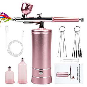 Airbrush-Kit Rechargeable Cordless Airbrush Compressor - Auto Handheld Airbrush Gun, Airbrush Set Portable Wireless Air Brush for Barber, Nail Art, Cake Decor, Makeup, Model Painting