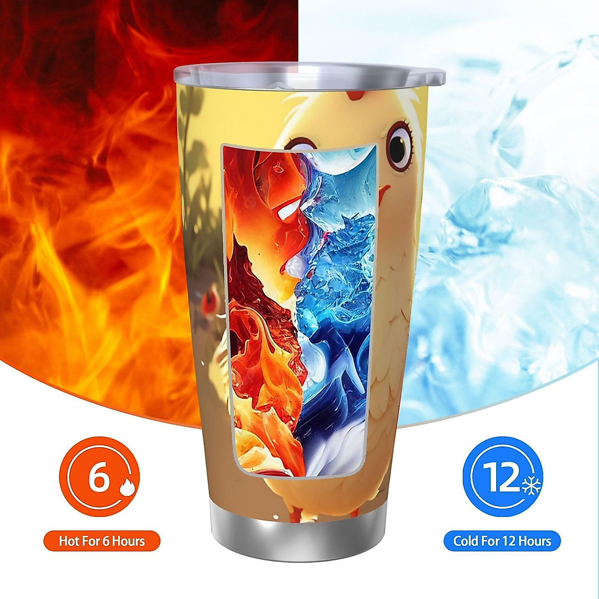 GDSHJKLW Chicken Chick Tumbler With Lid And Straw 20oz Stainless Steel Leakproof Travel Coffee Mug Double Wall Insulated Cup Gifts For Women Home Office