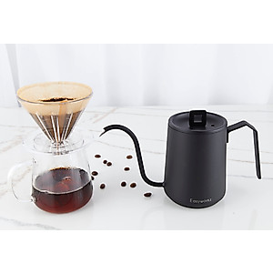 Easyworkz Gooseneck Pour Over Coffee Kettle 20 oz Stainless Steel Hand Drip Coffee Pot With Long Narrow Spout, Matte Black