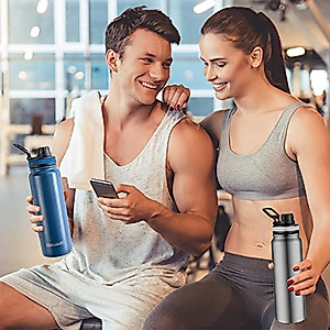 mirabile dictu Vacuum-Insulated Stainless-Steel Water Bottle 27oz - Cold and Hot Drinks Sport Water Bottle with a Handle and a Leakproof Spout Screw Lid, Sweat-Proof Modern Flask with Wide Mouth