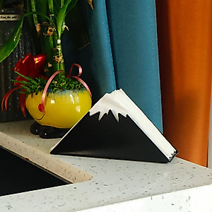 Paper Napkin Holder Freestanding Tissue Dispenser for Kitchen Countertops, Dining, Picnic Table, Cast Iron, Black, Snow Mountain