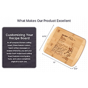 Personalized Wooden Custom Recipe Cutting Board (Thick), Handwritten Engraved, Recipe | Family Recipe, Family Heirloom Gift | Charcuterie, Meat, Cheese | Grandma Mom Mother Gift