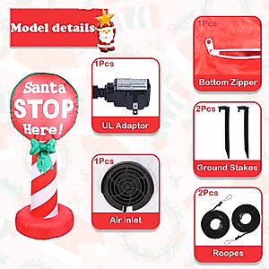 Christmas Inflatable Decorations Christmas Inflatable Santa Stop Here Sign, 4.1 ft Blower LED Light Holiday Merry Christmas Yard Décor for Outdoor Indoor Home Garden Yard Lawn Decorations