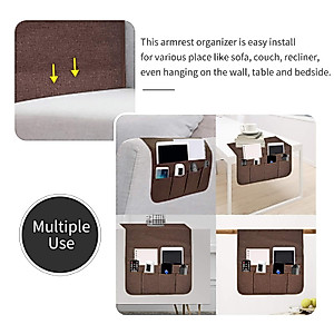 SYSOV Sofa Armrest Organizer, Remote Control Holder for Recliner Couch, Arm Chair Caddy with 5 Pockets for Magazine, Tablet, Phone, iPad