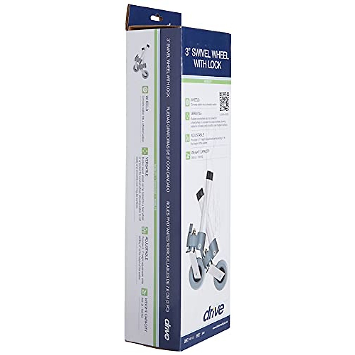 Drive Medical Locking Swivel Walker Wheels with Two Sets of Rear Glides, Gray