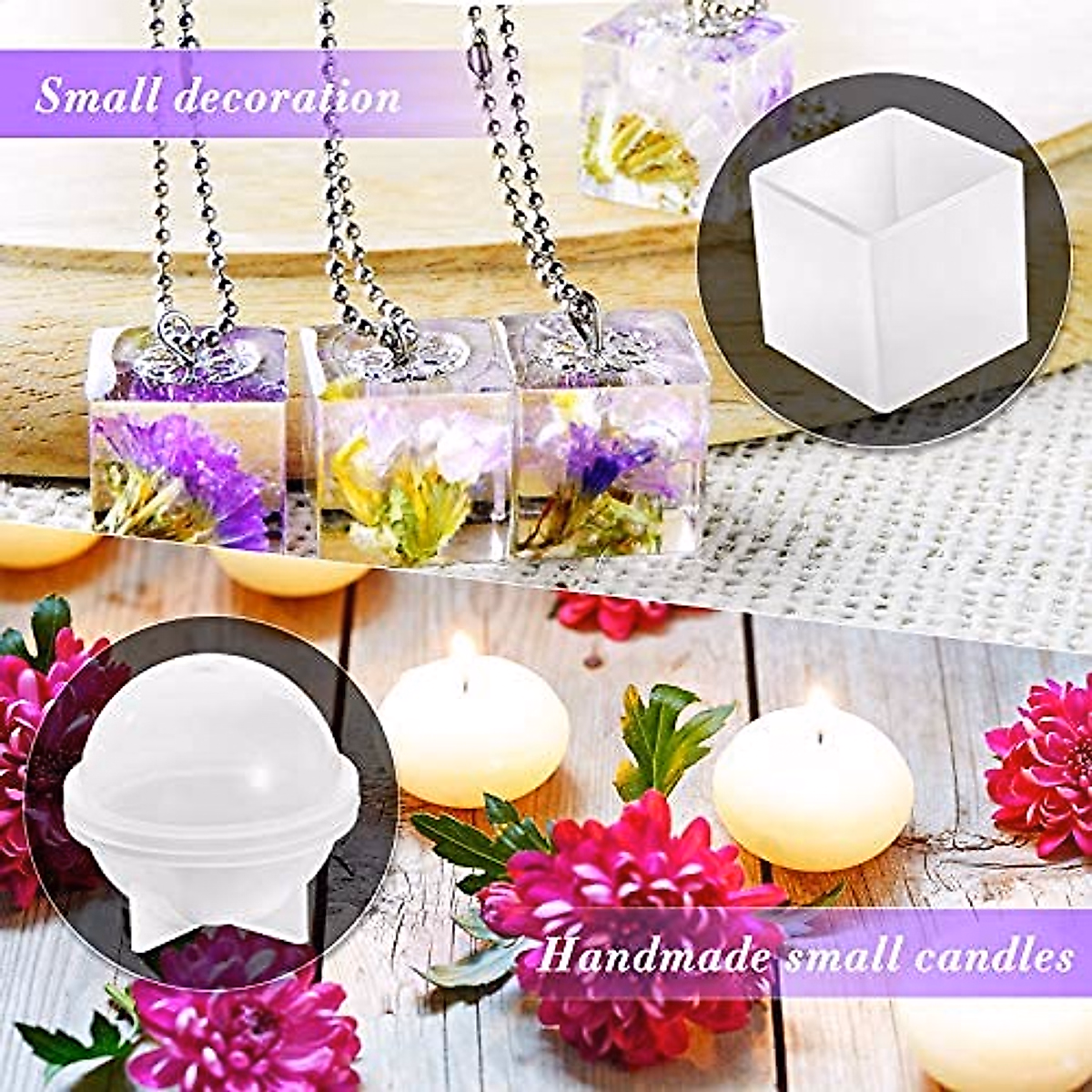 15 Pieces Crystal Resin Molds Pendulum Crystal Molds Include Pyramid Silicone Resin Mold, Round Cone Resin Mold, Sphere, Triangular Cone, Multi-Facet Gemstone Cube Resin Mold for Jewelry Making