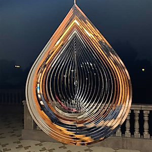 Wind Spinner 3D Stainless Steel Metal Sculptures Decorations, 3D Water Droplets Metal Wind Sculptures & Spinners for Indoor Outdoor Garden Decoration 12inch
