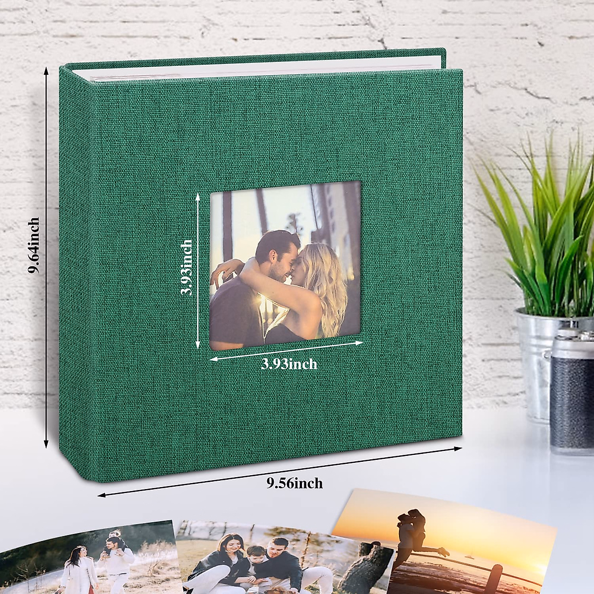 Photo Album 4x6 200 Pockets Linen Frame Cover Picture Album with Writing Space Small Capacity Photo Book for Family Anniversary Baby Vacation Wedding Album with A Metallic Pen