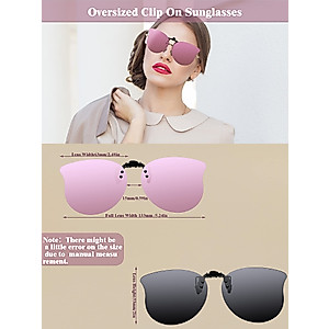 Frienda 3 Pairs Polarized Clip On Sunglasses Cat Eye Flip Up Lens Sunglasses Lightweight Metal Clip Rimless Sunglasses Stylish Clip-on Glasses for Women