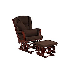 Artiva USA Wood Glider Chair and Ottoman Mircofiber Cushion Set