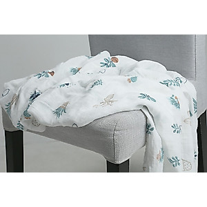 Little Jump Swaddle Blankets Muslin -Catus Print Large Size 47"x 47" Receiving Blanket - Gender Neutral Baby Blanket (Potted Plant)