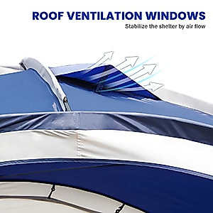 UNP Easy Beach Tent 12 X 12ft Pop Up Canopy UPF50+ Tent with Side Wall, Ground Pegs, and Stability Poles, Sun Shelter Rainproof, Waterproof for Camping Trips, Backyard Fun, Party Or Picnics(Blue)