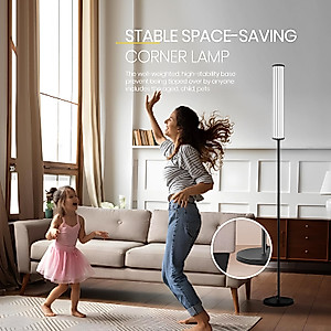 VOUTOORO LED Standing Floor Lamp with Remote Control for Living Room Bedroon Office, Modern Reading Tall Dimmable Lamp 2800~7000K Color Temperature & 0~100% Stepless Adjust, Timer Set, Night Mode