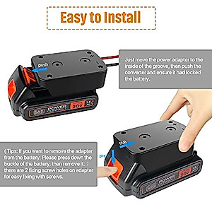 Power Wheel Adapter with Fuse&Switch,Secure Battery Adapter for Black+Decker 20V MAX Lithium Battery,with 12 Gauge Wire,Good Power Convertor for DIY Ride On Truck,Robotics,RC Toys and Work Lights