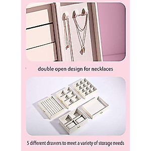 AOSIFIEL Jewelry Boxes Organizers/Case Large Stand up with 5 Drawers Gift for Women Teen Girls Kids Big Jewelry Case/Holder Faux Leather Jewelry Storage/Chest for Necklaces,Earring,Ring,Watch