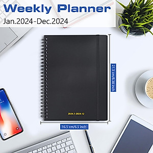 2024 Planner - Weekly and Monthly Planner 2024 from January 2024 to December 2024, 6.5" x 8.5" Planner with Year Plan, Monthly Tabs, Monthly Expense & Notes, Inner Pocket, 100GSM Paper
