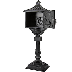 Polar Aurora Mailbox Cast Aluminum Black Mail Box Postal Box Security Heavy Duty New