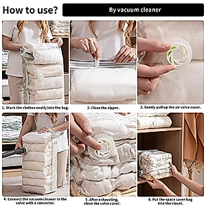 CLEVHOM Vacuum Storage Bags Combo 12 Pack, Vatiety Space Saver Bags for Clothes Beddings Comforters Blankets Quilts Duvets Coat Jacket Sweater, Vacuum Sealer Bags Save 80% Space for Closet Organizers and Storage