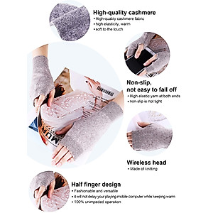 4 Pairs Cashmere Fingerless Gloves Wrist Warmers with Thumb Hole for Women and Men (7.5 x 3.5 inches)()