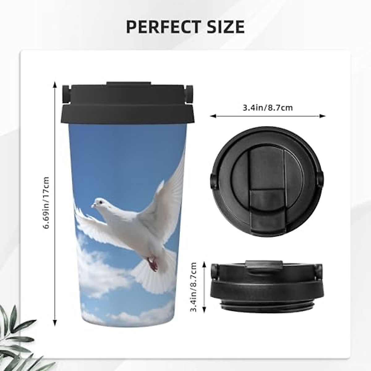 WANGXUEE Flying Dove Print 500ml Stainless Steel Travel Tumbler Double Wall Vacuum Insulated Coffee Mug