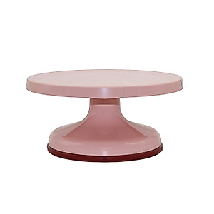 Creative Hobbies 10.5 Inch Rotating Cake Decorating Turntable - Pink Plastic - Revolving Cake Stand, Banding Wheel, Sculpture Stand with Sturdy Base
